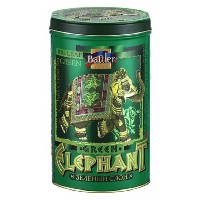 Premium Battler Green Elephant Big Leaf Green Tea Tin Caddy